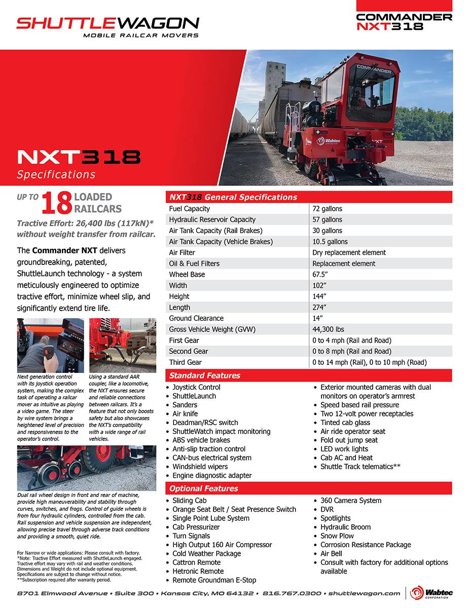 NXT318 Spec Sheet - ShuttleWagon