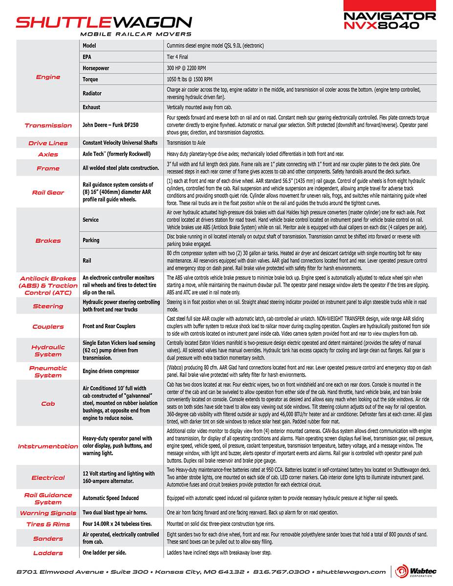 NVX 8040 Spec Sheet - ShuttleWagon
